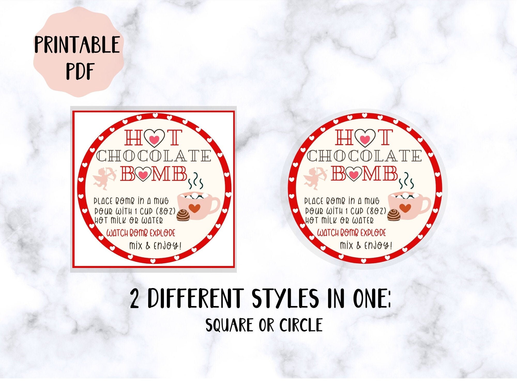 Valentine Hot Chocolate Bomb Tag, Valentine Hot Cocoa Bomb Tag Stickers ...