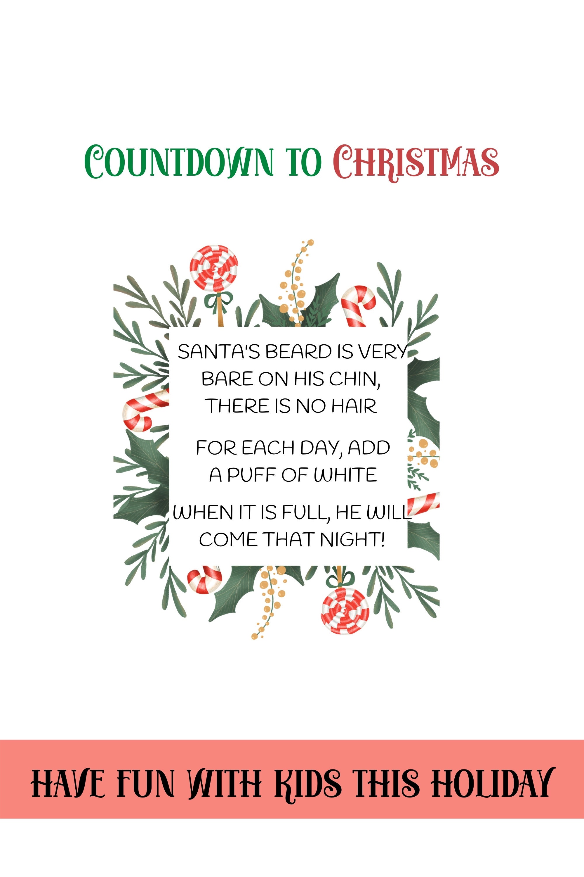 Christmas Kids Activity Printable and Stickers, Santa Countdown to ...