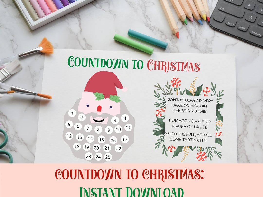 Christmas Kids Activity Printable and Stickers, Santa Countdown to ...