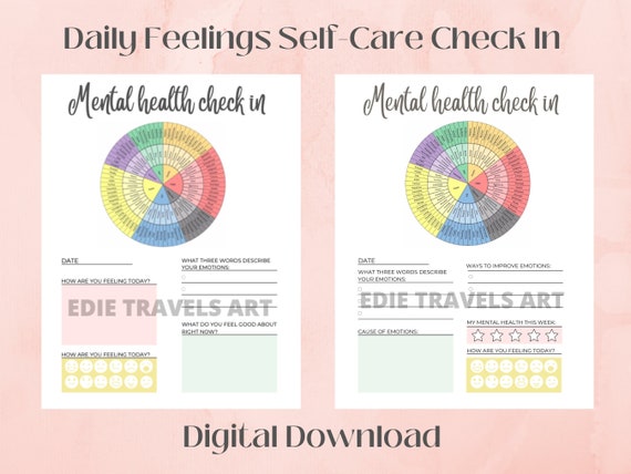 Mental Health Check-in Daily Worksheet Feelings Wheel - Etsy