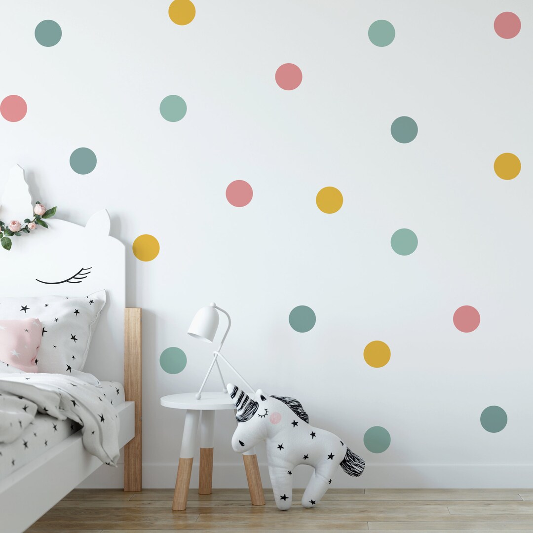 Wall Dot Decals | Pack of 30 | Removable & Reusable Fabric Stickers ...