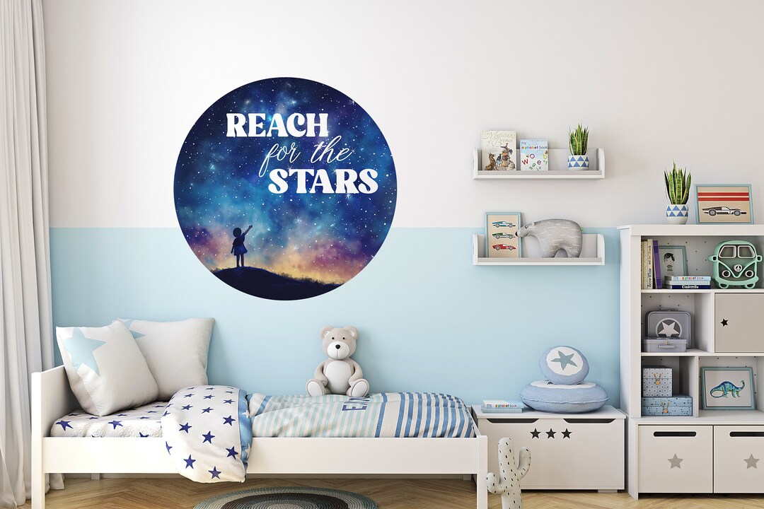 Reach for the Stars Removable & Reusable Fabric Wall Sticker Painted ...