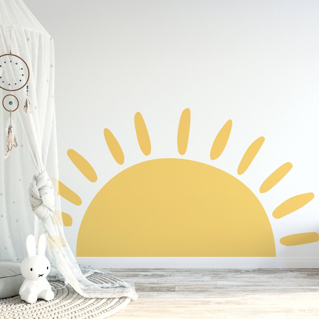 Half-sun Wall Decal | Removable & Reusable Fabric Stickers | Painted ...