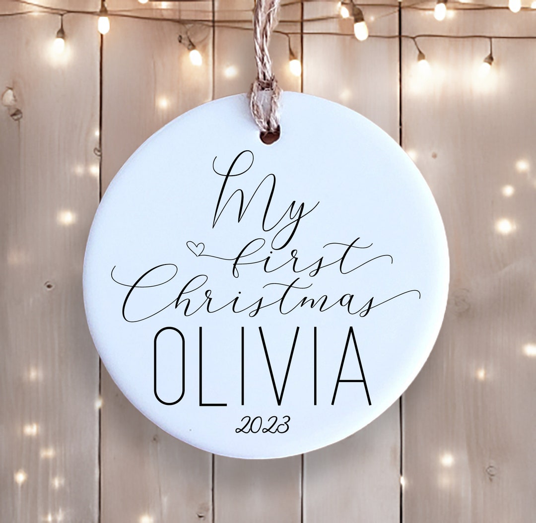 Personalized Ceramic - My First Christmas - Name and Date or Year ...