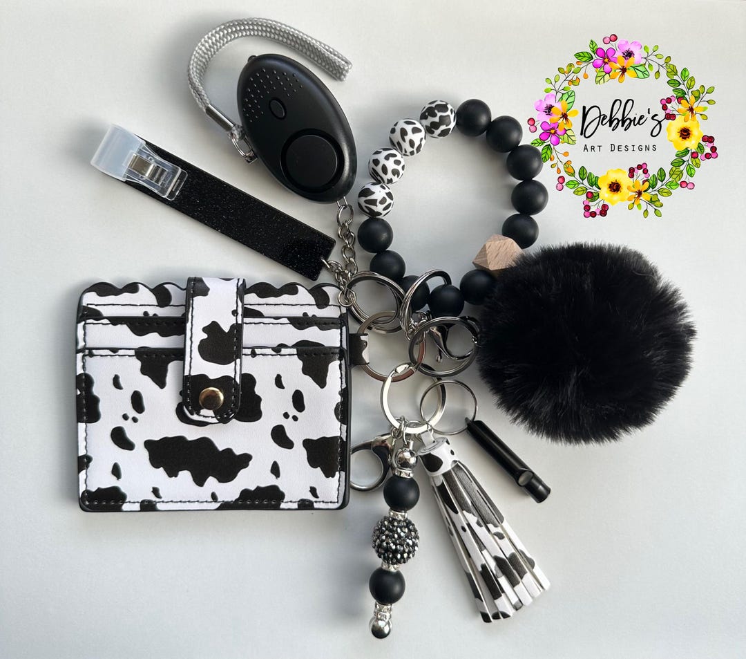 Western Print, Cow Print, Safety Keychains, Defense, Beaded Wristlet ...