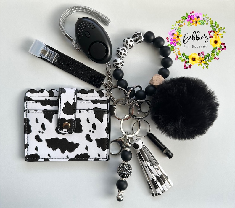 Western Print, Cow Print, Safety Keychains, Defense, Beaded Wristlet ...