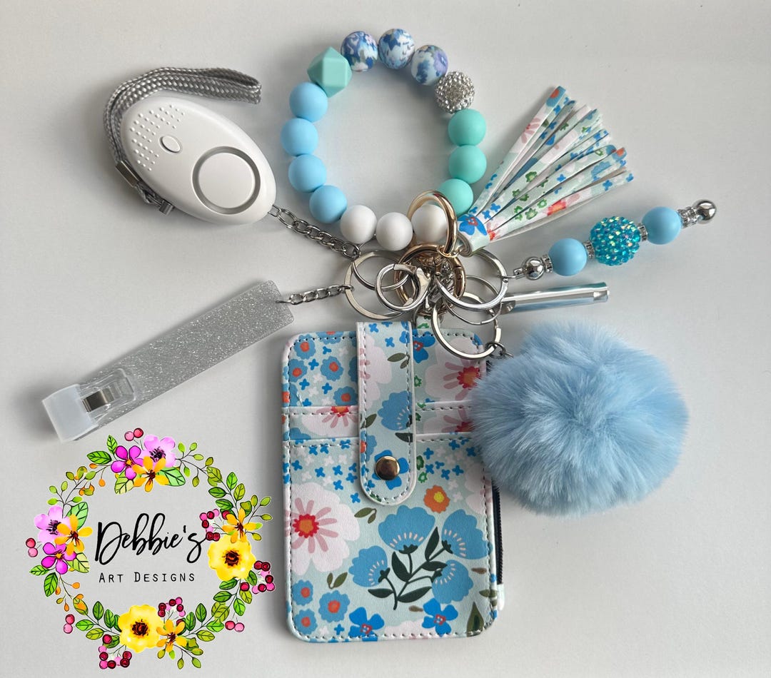 Floral Print, Safety Keychains, Defense, Beaded Wristlet, Accessories ...
