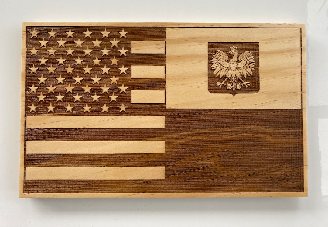 American and Poland Flag, Laser Engraved Gift, Polish Citizenship Gift ...