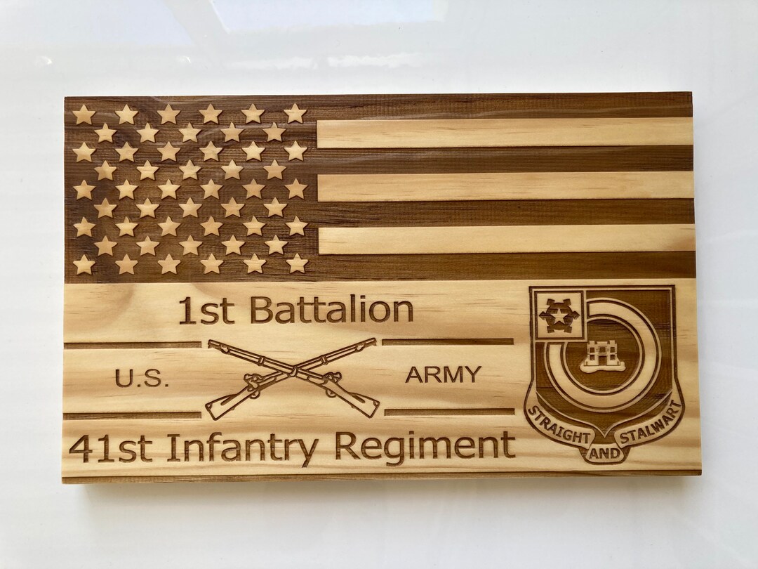 1-41 Infantry Wooden Engraved Flag, 1st Battalion 41st Infantry - Etsy