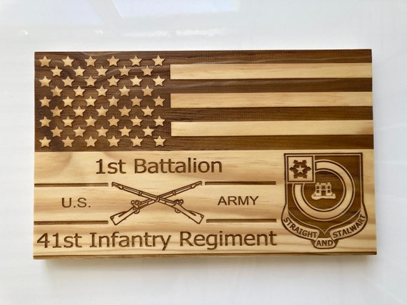 1-41 Infantry Wooden Engraved Flag 1st Battalion 41st - Etsy