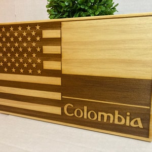 Wooden Colombian Flag | American Colombia Wall Art | Rustic Dual Nation ...
