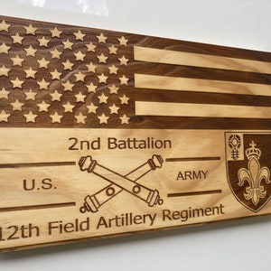 2-12 Artillery Wooden Engraved Flag, 2nd Battalion 12th Field Artillery ...