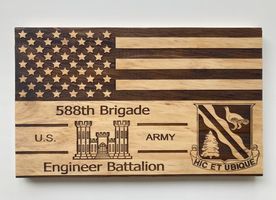 588th Brigade Engineer Battalion Wooden Engraved Flag, US Army ...