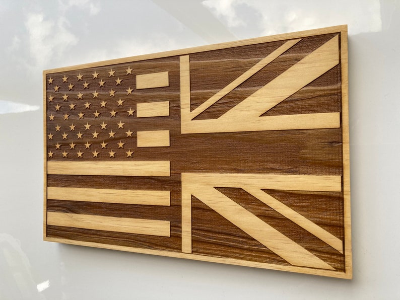 Wooden USA UK Flag | American British Flag Wall Art | Rustic Dual ...