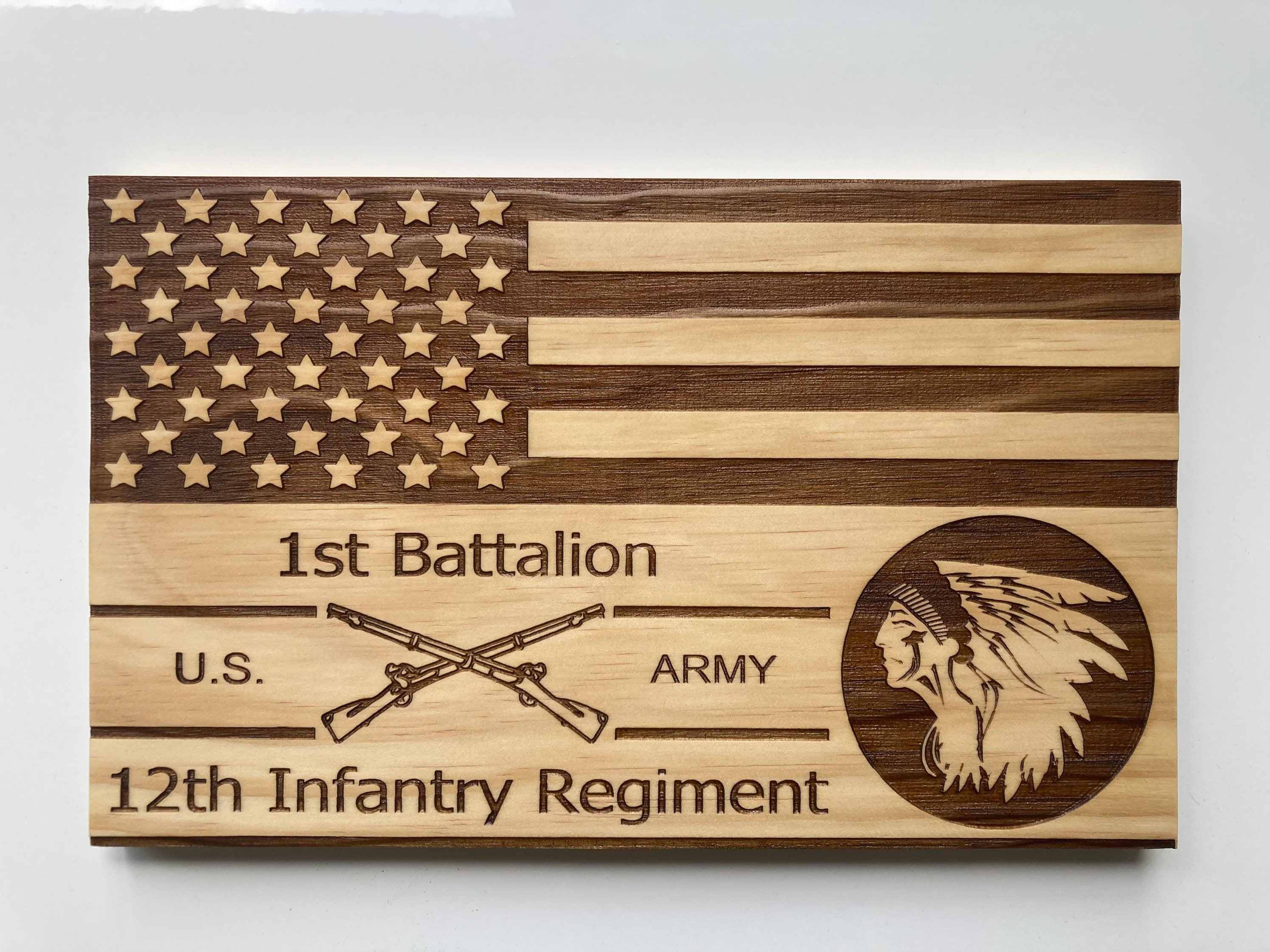 1-12 Infantry Wooden Engraved Flag, 1st Battalion 12th Infantry - Etsy
