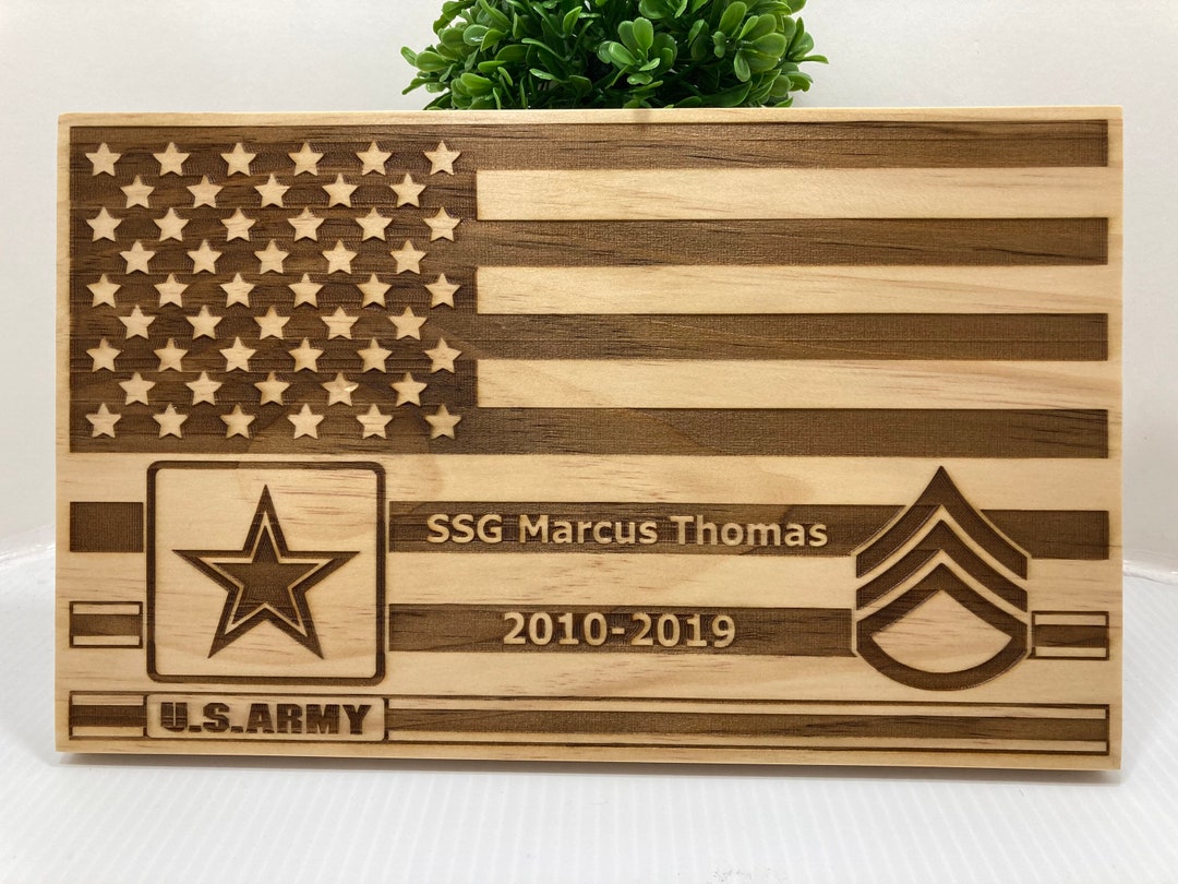 Army American Flag, Laser Engraved, Graduation Gift, Army, Duty Station ...