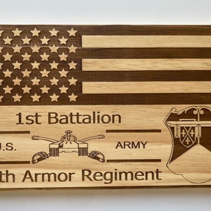 1-66 Armor Regiment Wooden Engraved Flag, 1st Battalion 66th Armor ...