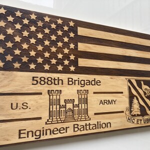 588th Brigade Engineer Battalion Wooden Engraved Flag, US Army ...