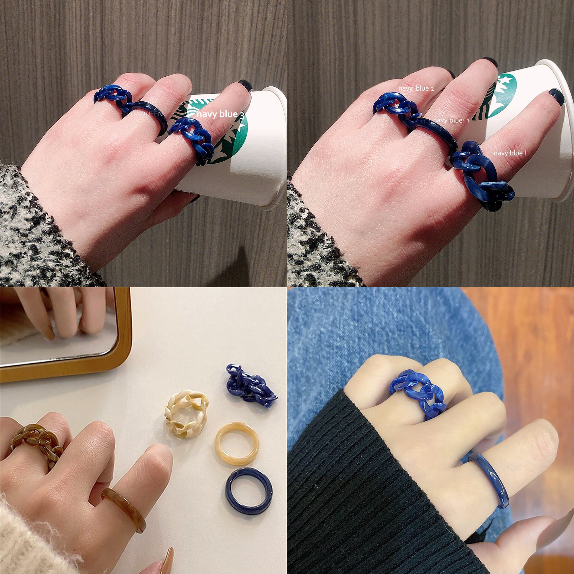 Buntes Acryl Resin Ring SetVintage Retro Chunky Ringe Acryl | Etsy