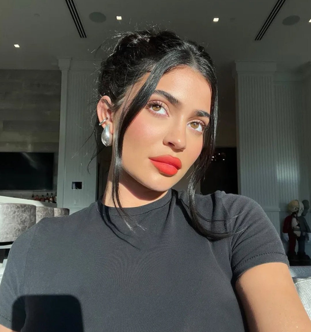 Kylie Jenner Earring,gold Chunky Teardrop Earring,silver Dome Hoop ...