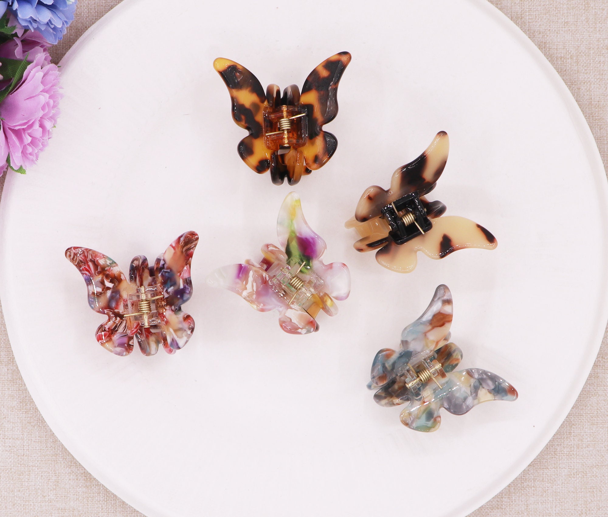 Mini Butterfly French Hair Claw Clip In Tortoise | Etsy