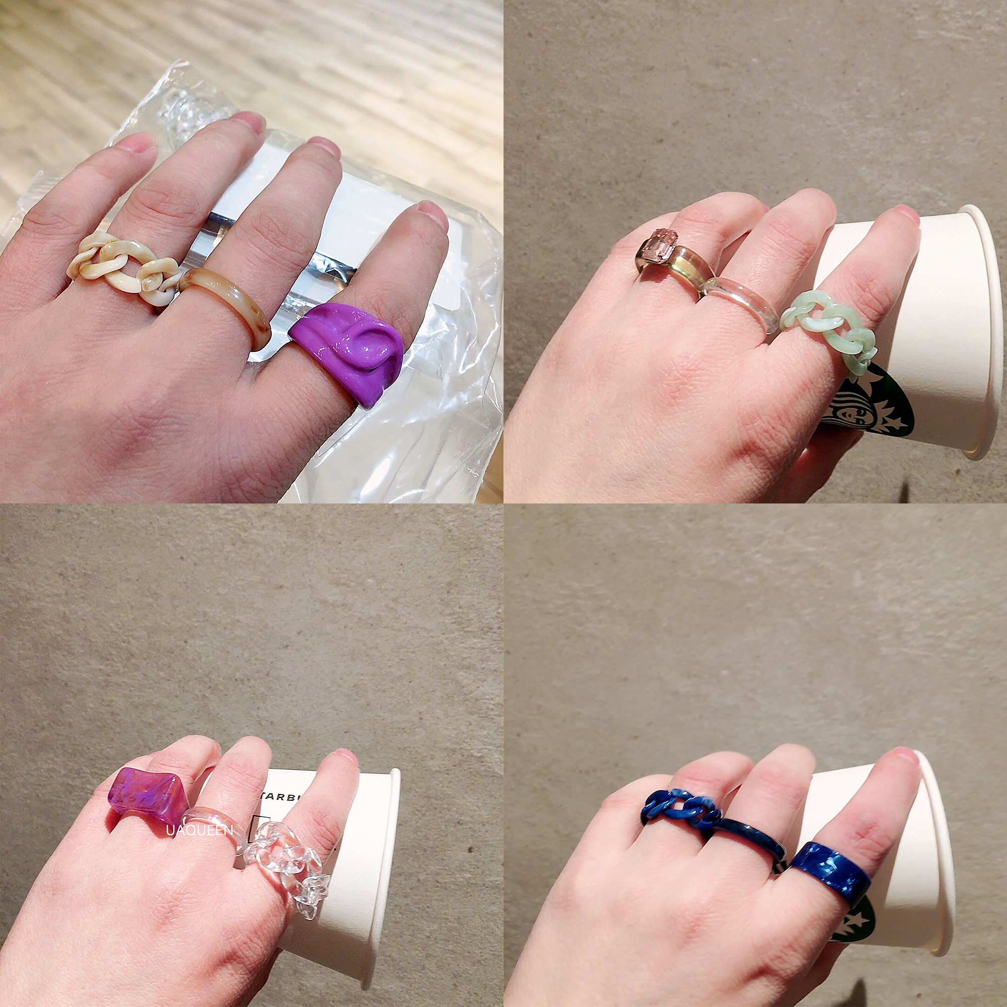 Buntes Acryl Resin Ring SetVintage Retro Chunky Ringe Acryl | Etsy