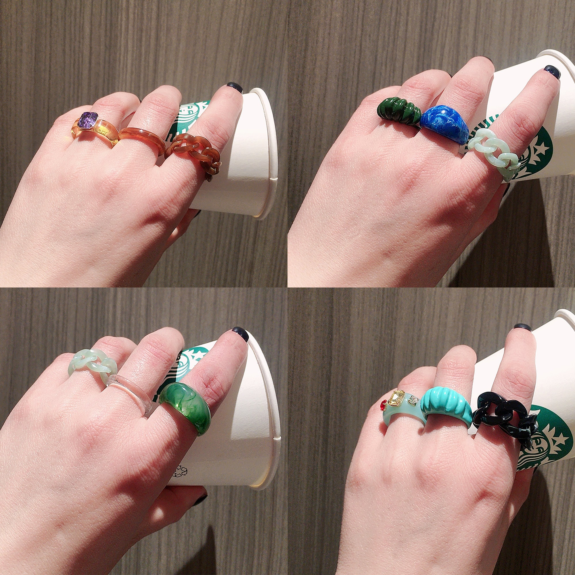 Buntes Acryl Resin Ring SetVintage Retro Chunky Ringe Acryl | Etsy