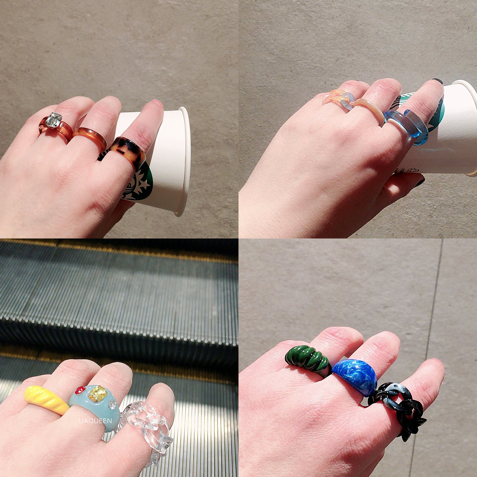 Buntes Acryl Resin Ring SetVintage Retro Chunky Ringe Acryl | Etsy