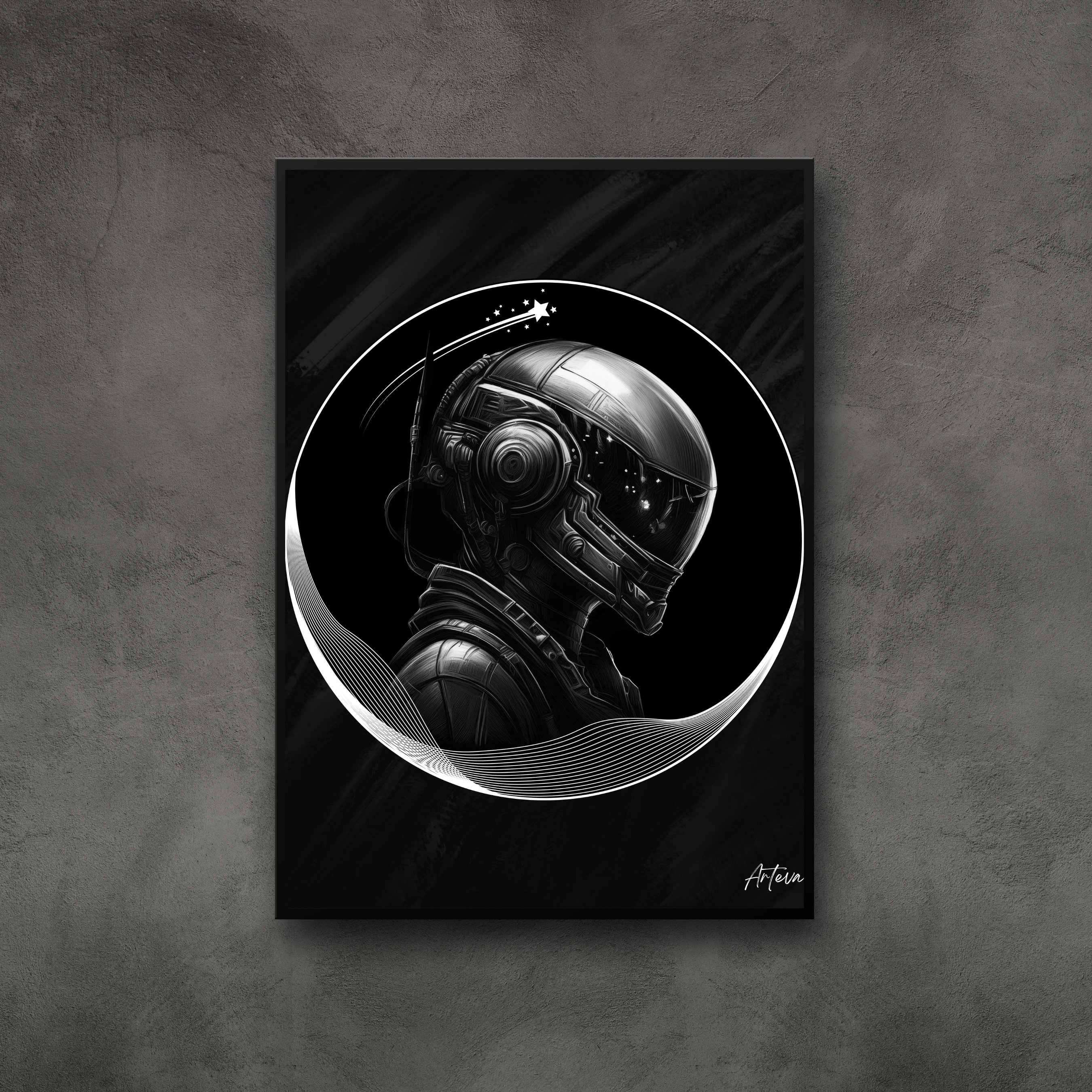 Spaceman Sci-fi Monochrome Art Print, Digital Poster - Etsy