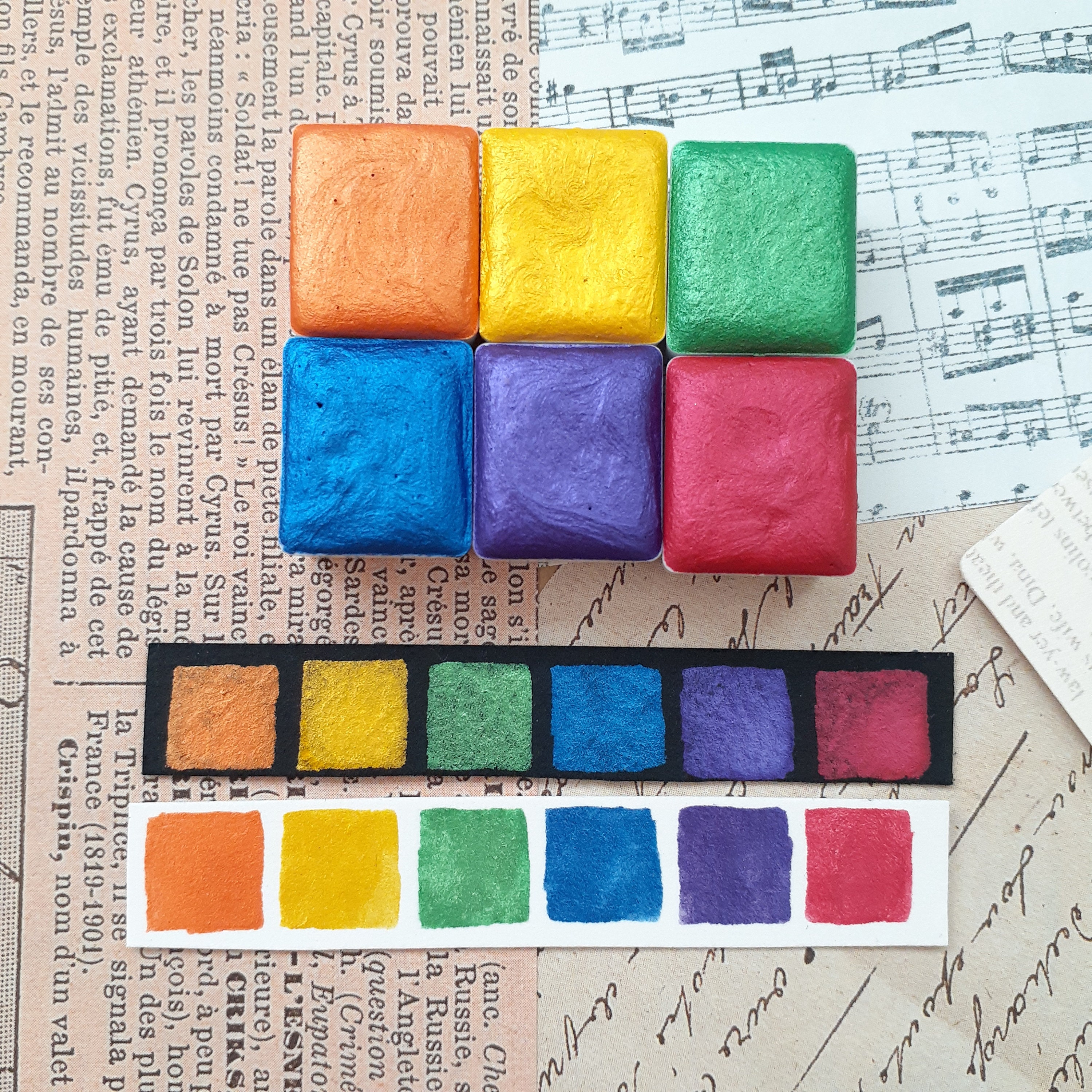 Rainbow Colorful Synthetic Mica Watercolors Shiny Metallic Paints - Etsy