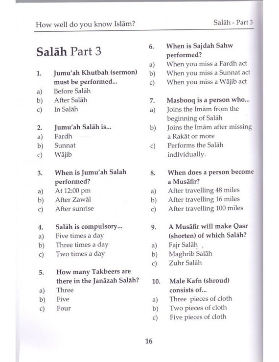 Islamic Knowledge Questions