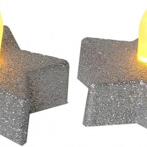 Star LED Silver Glitter Tea Lights set of 6 - Etsy
