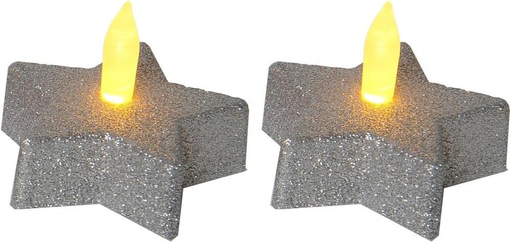Star LED Silver Glitter Tea Lights set of 6 - Etsy