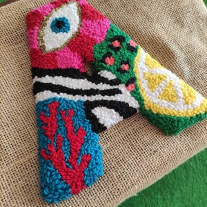 Hand Tufted Punch Needle Colourful Letter Embroidered Clutch - Etsy