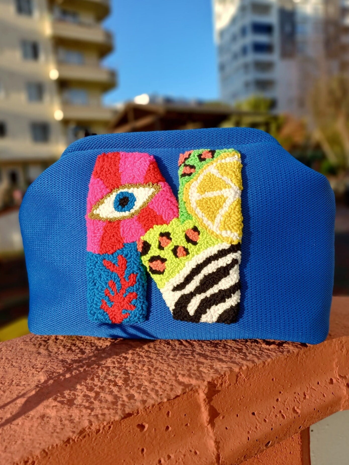 Hand Tufted Punch Needle Colourful Letter Embroidered Clutch - Etsy