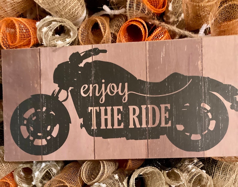Enjoy the Ride Motorcycle 18” Deco Mesh Wreath, Hanging Decor - Etsy