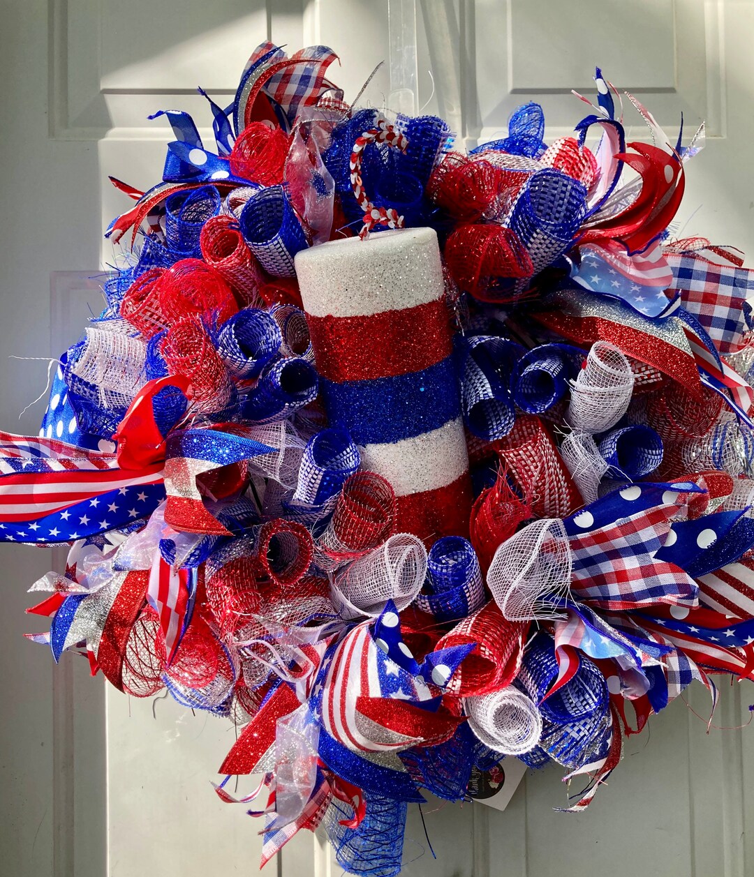 Patriotic Fourth of July Firework Deco Mesh Wreath - Etsy