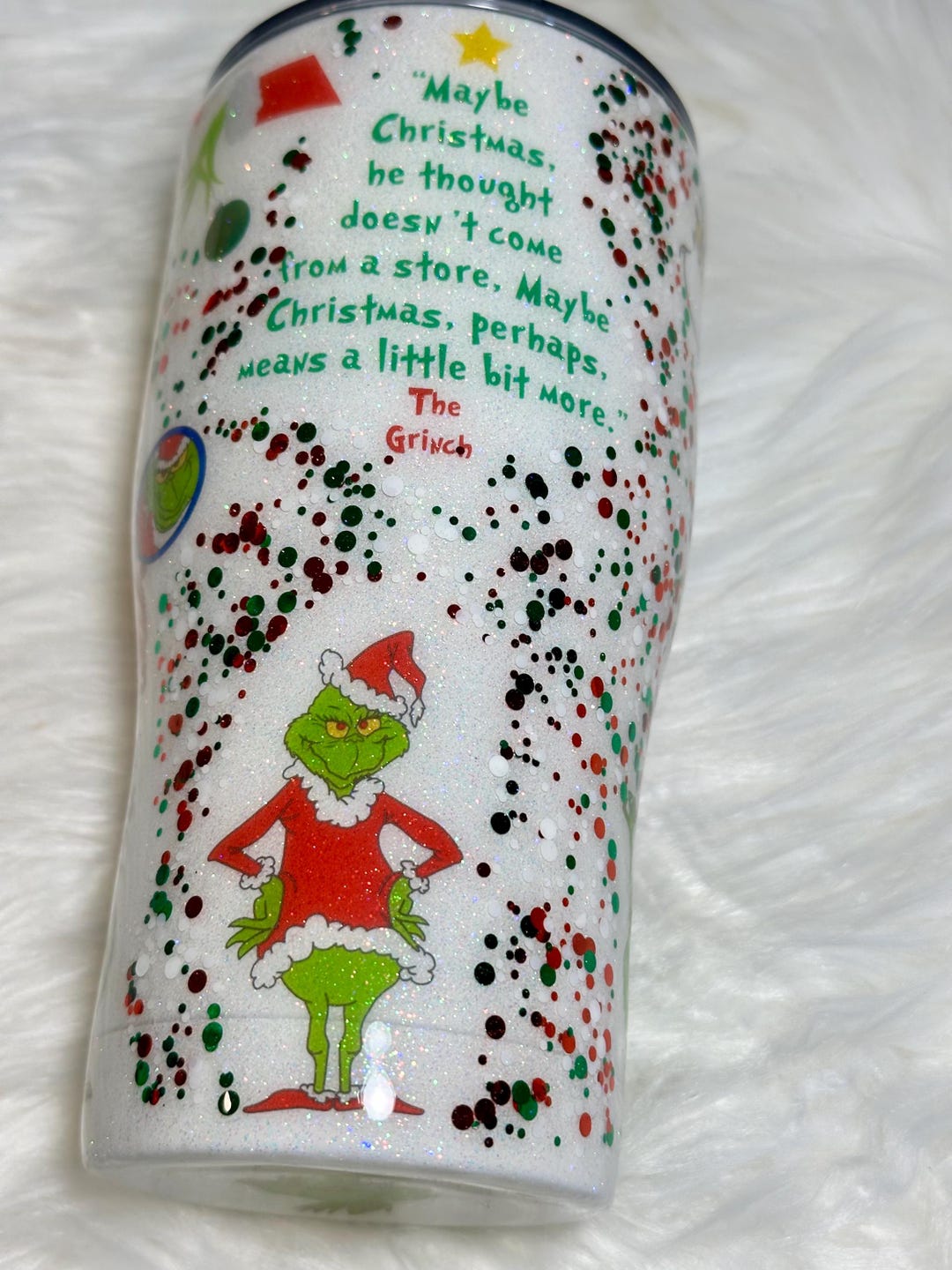Grinch Glitter Tumbler - W/ Lid and Straw - Etsy