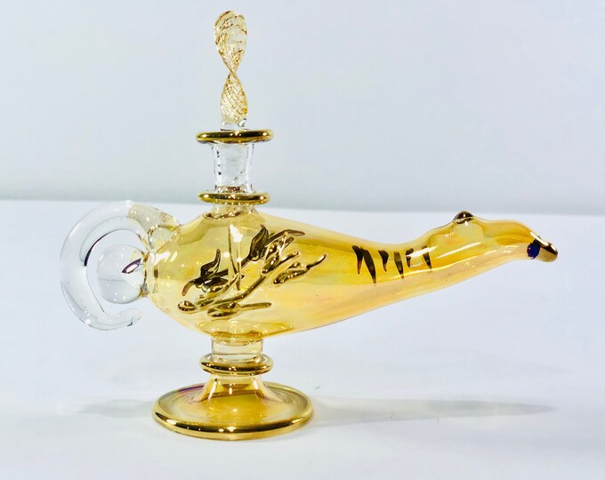 Egyptian Hand Blown Glass Genie Perfume Bottles Gold Decorative ...