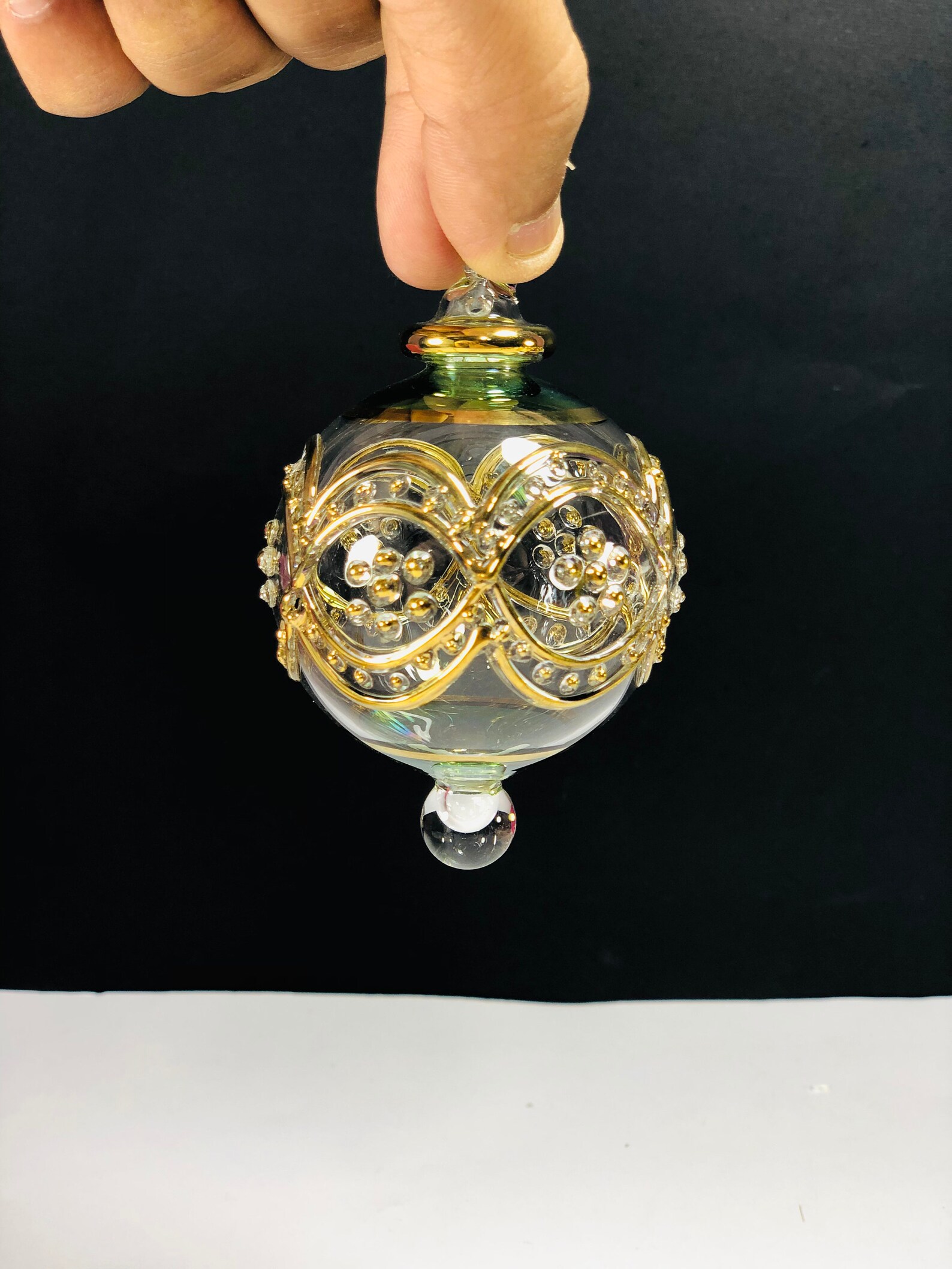 Set of Five Egyptian Hand Blown Christmas Ornaments Decorative by Gold ...