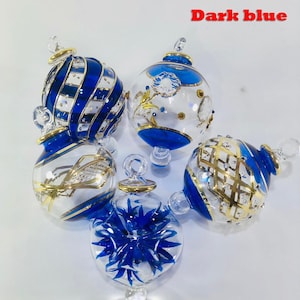 Set of 5 Egyptian Hand Blown Glass Ornaments Decorative by Gold Mouth Blown Glass Tree ...