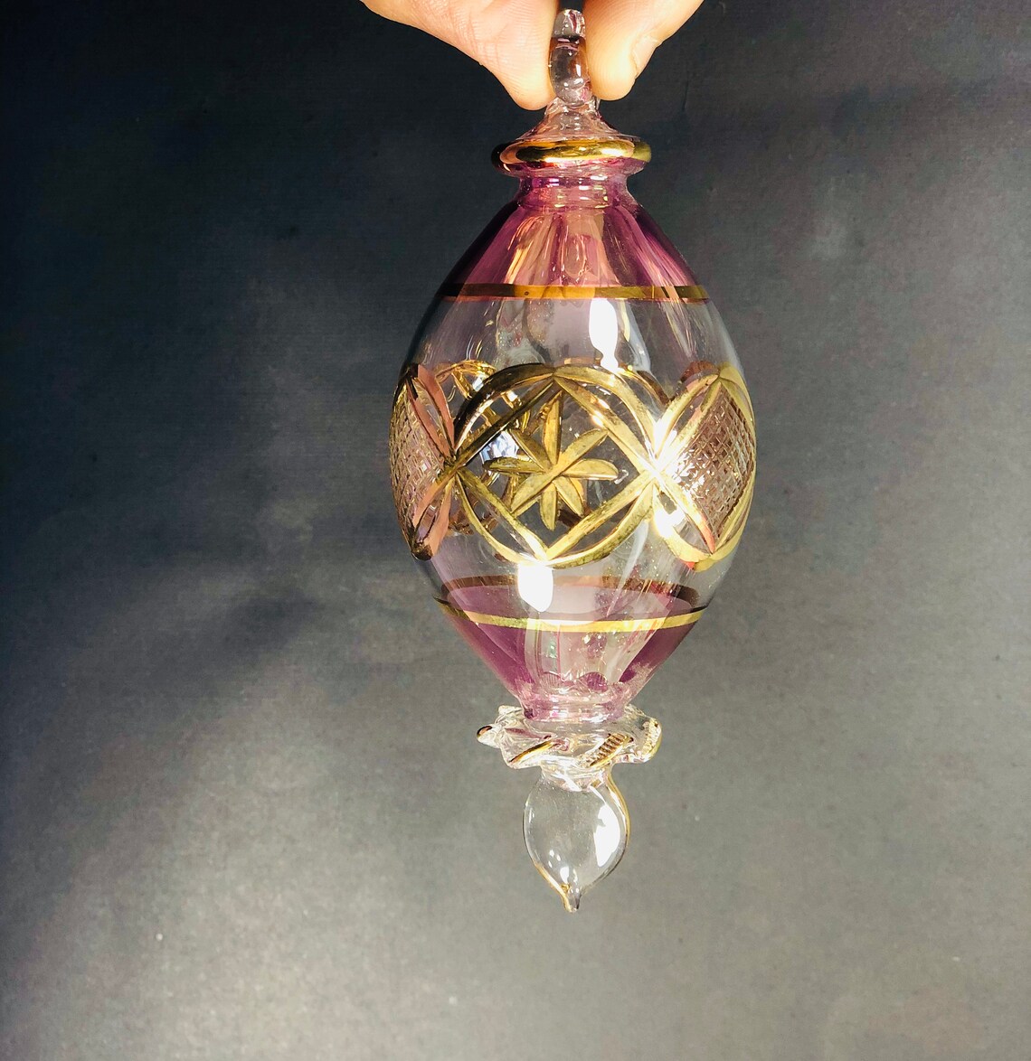 Egyptian Hand Blown Glass Christmas Ornaments Decorative by 14k Gold ...