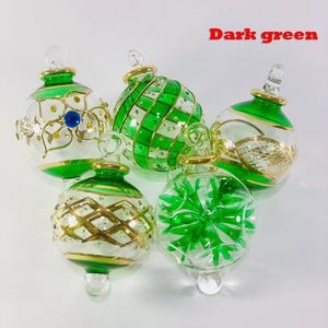 Set of 5 Egyptian Hand Blown Glass Ornaments Decorative by Gold Mouth Blown Glass Tree ...