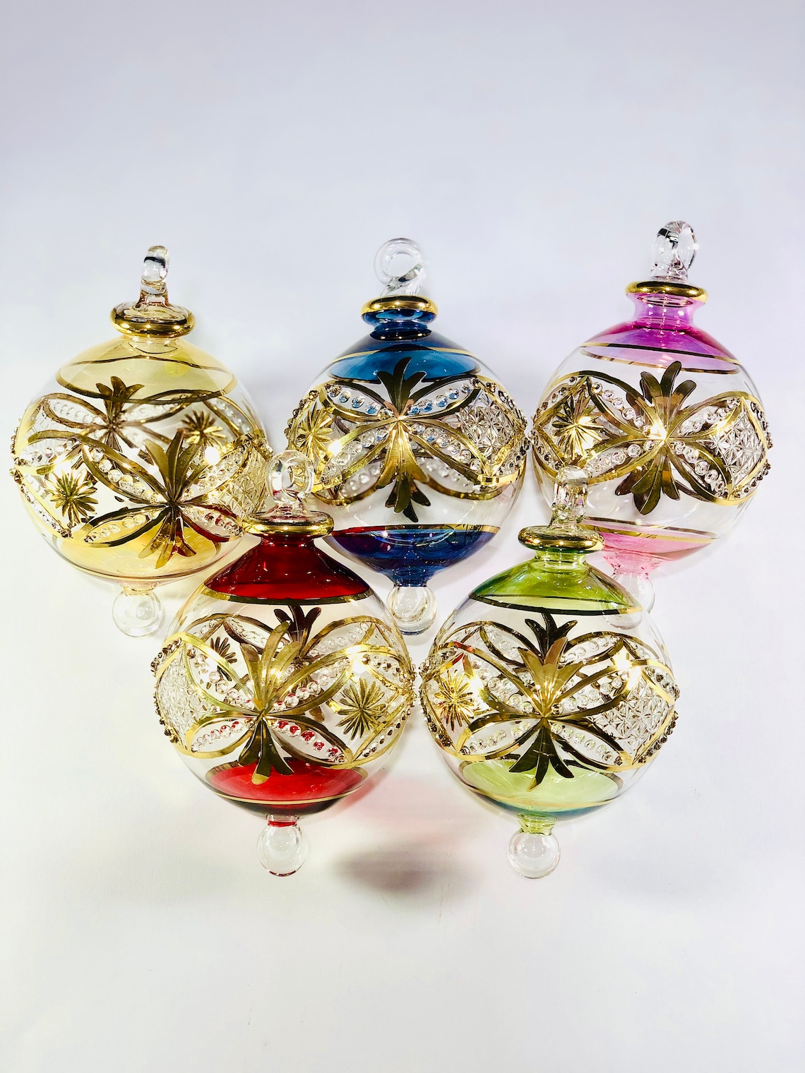 Egyptian Hand Blown Glass Christmas Ornaments Decorative by - Etsy