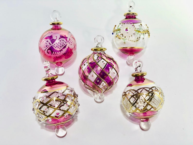 Set of 5 Egyptian Hand Blown Glass Ornaments Decorative by - Etsy
