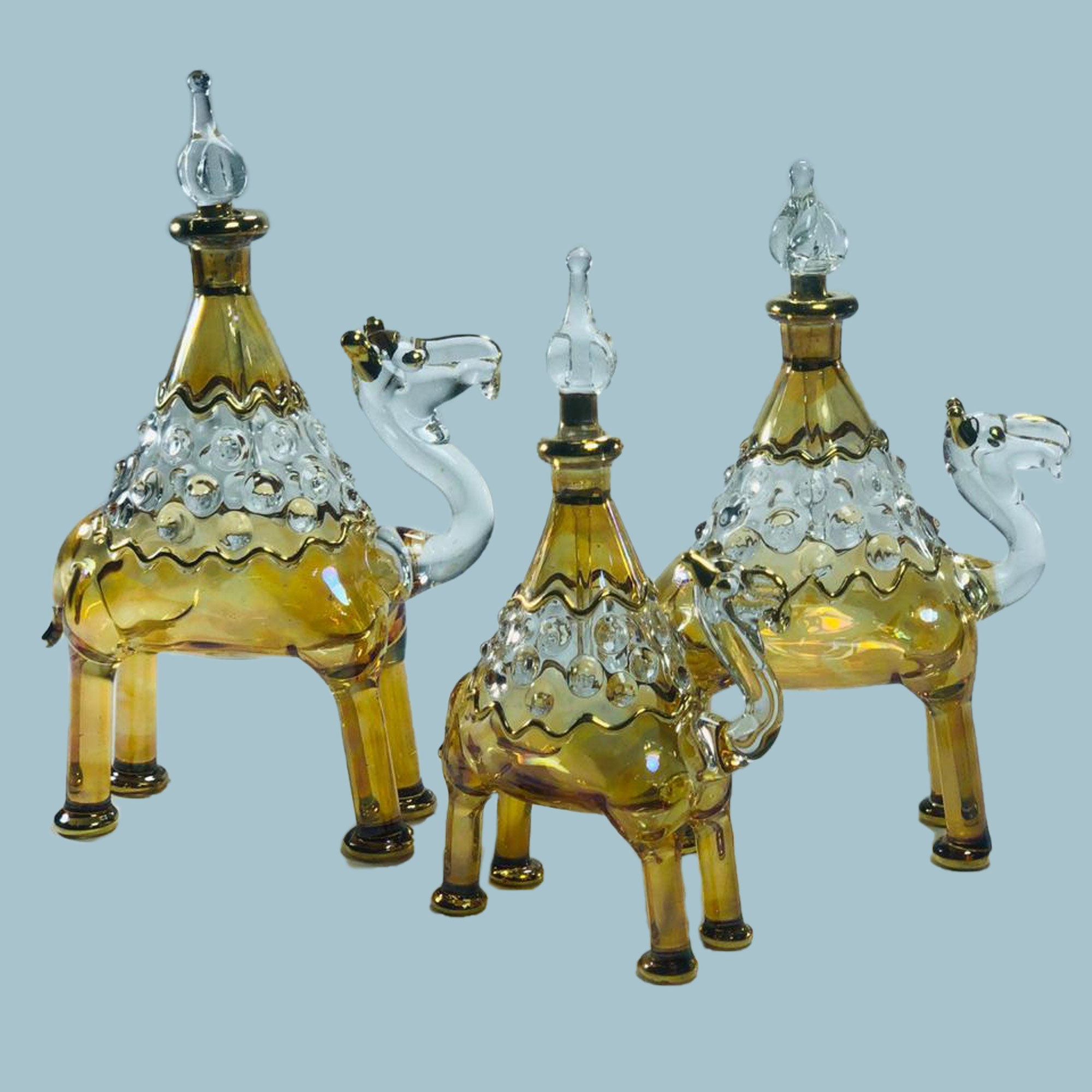 Egyptian Hand Blown Camel Perfume Bottles set made of Pyrex | Etsy
