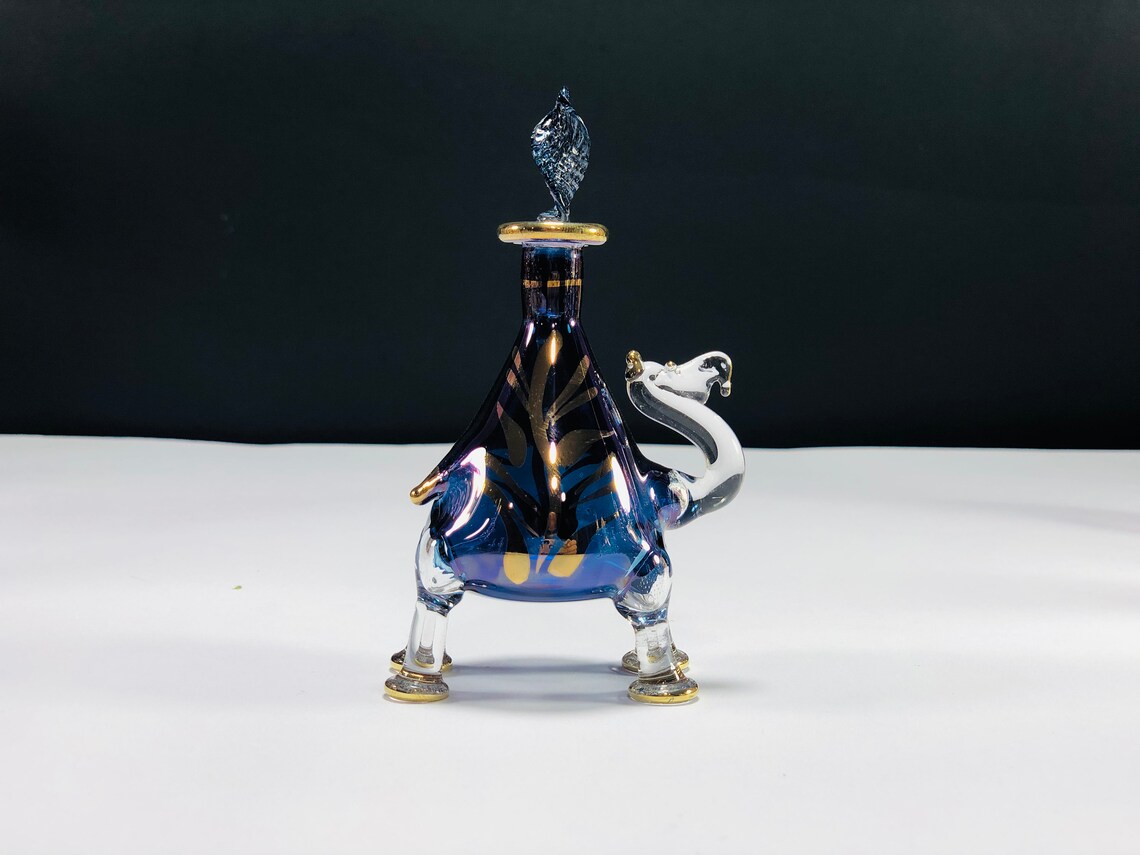 Egyptian Hand Blown Glass Camel Perfume Bottles Decorative by Gold 14k ...