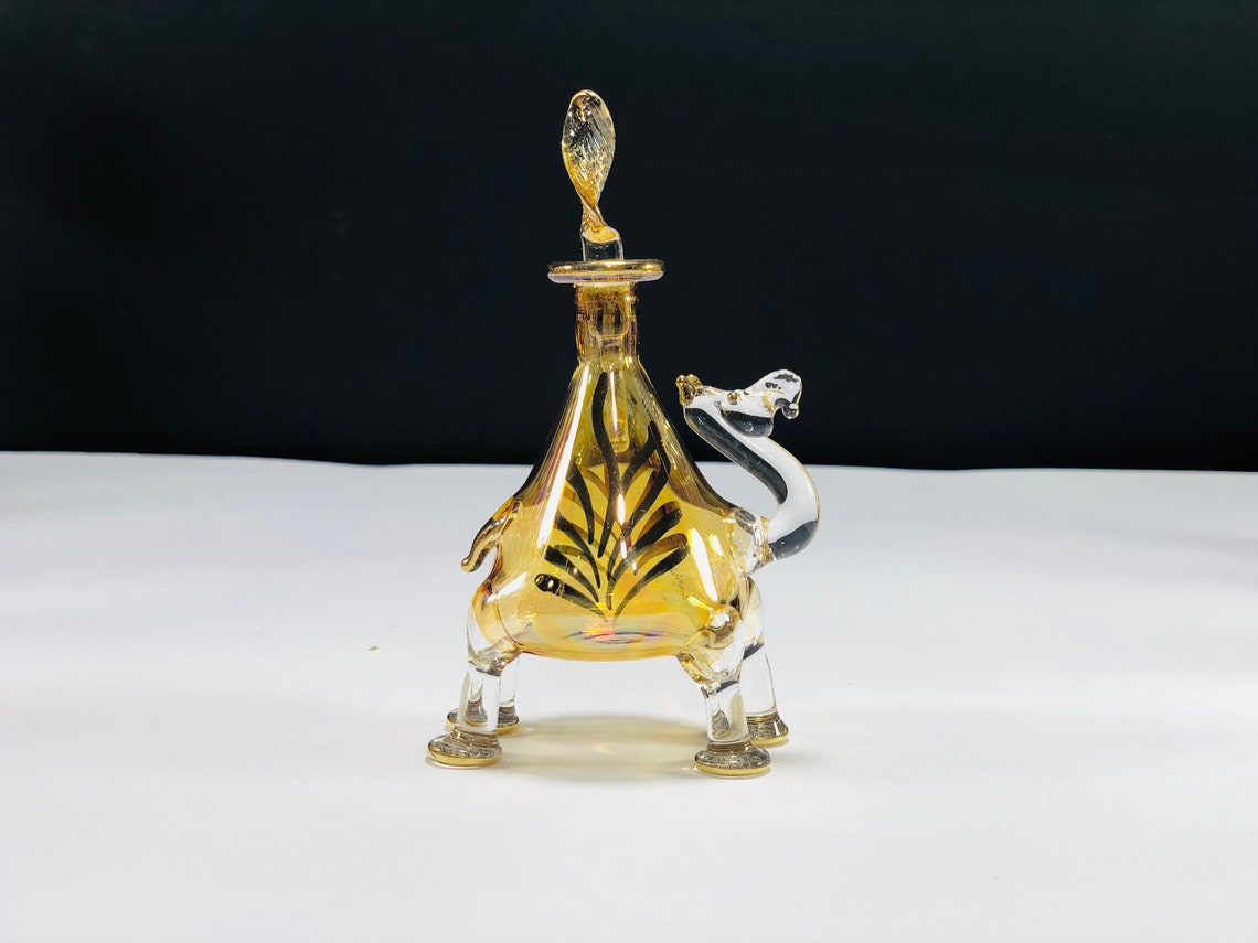 Egyptian Hand Blown Glass Camel Perfume Bottles Decorative by Gold 14k ...