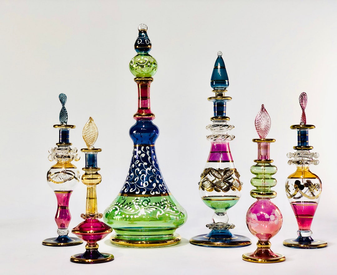 Egyptian Hand Blown Royal Perfume Set of 6 Decorative Genie Perfume ...