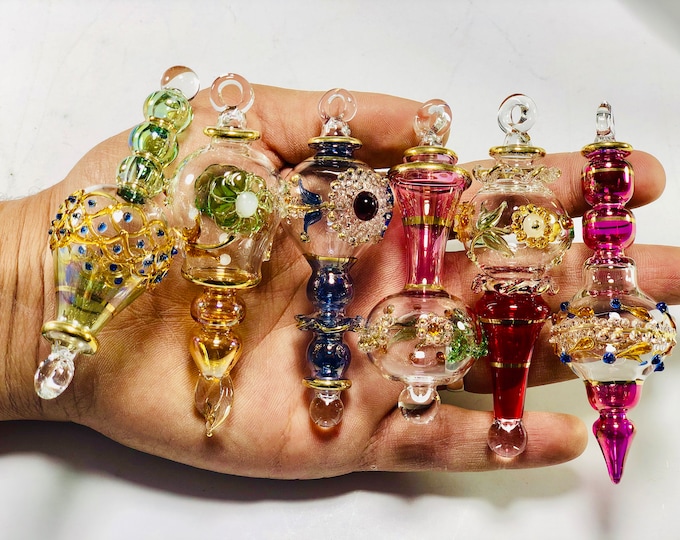 Set of Ten Egyptian Hand Blown Glass Ornaments Decorative by 14k Gold Egyptian Glass Ornaments ...